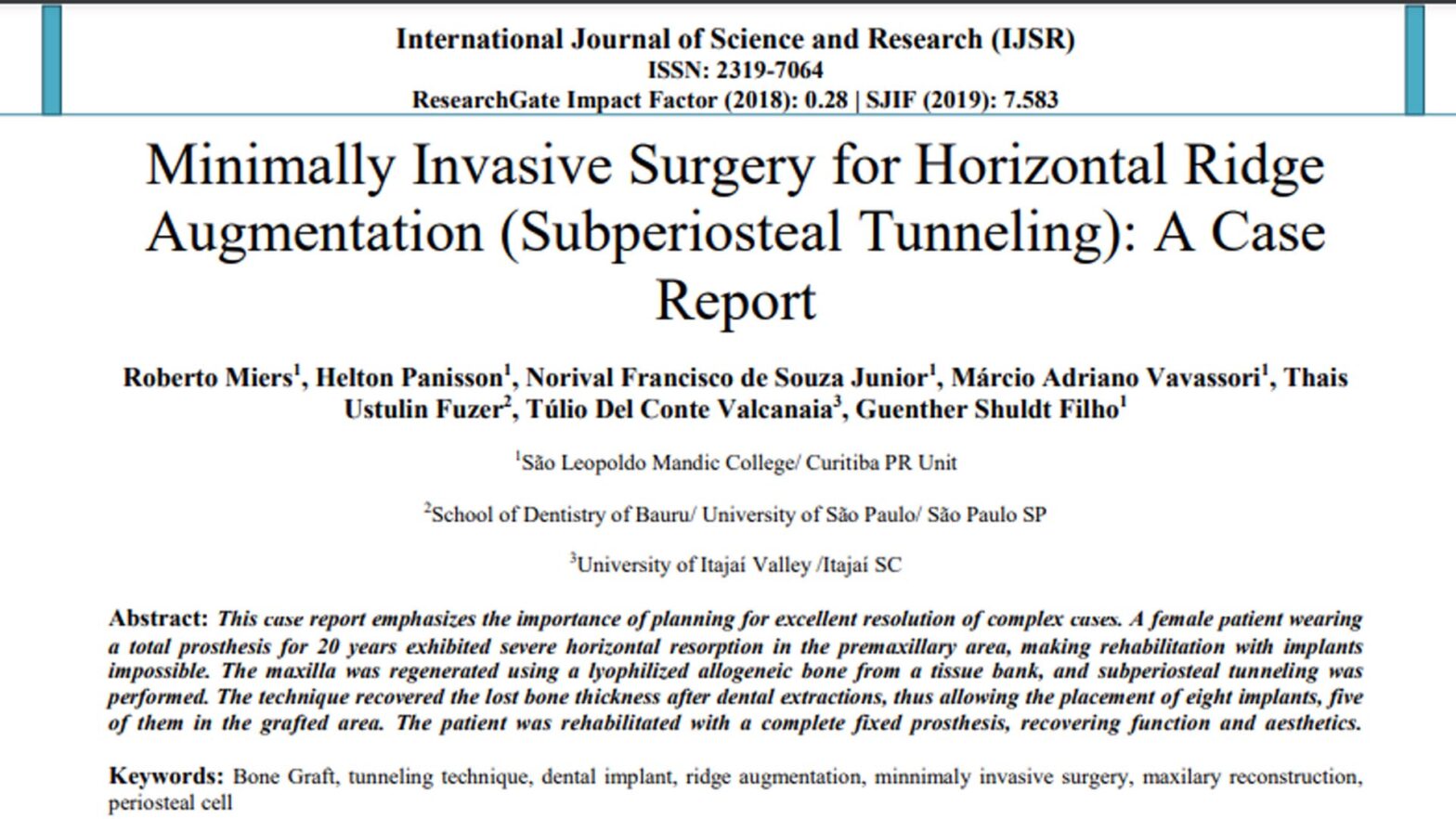 Minimally Invasive Surgery for Horizontal Ridge Augmentation - SYSTHEX ...